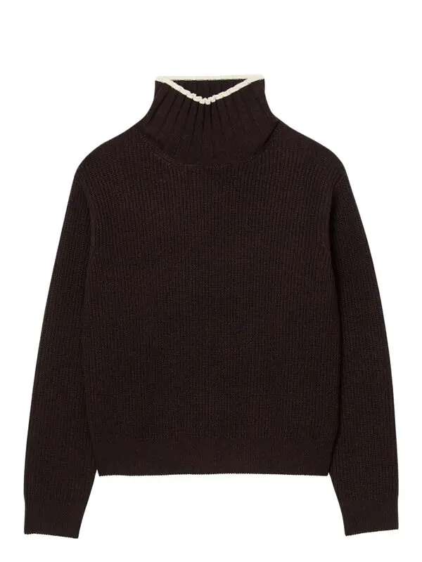 Sandro Long-sleeved Knit Turtleneck Sweater - Black Brown