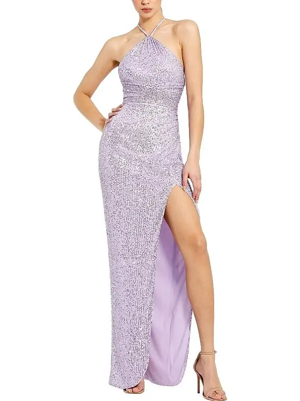 Mac Duggal One-shoulder Sequin Gown - Lilac