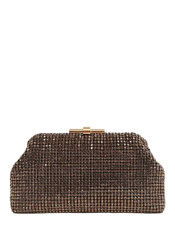 REISS Adaline Crystal Clutch - Gold