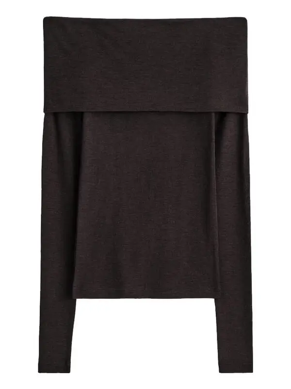 Cos Off-the-shoulder Merino Wool Top - Brown