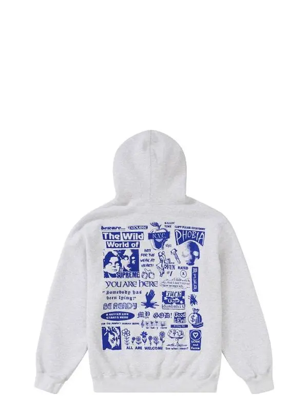 Supreme Embroidered Hooded Sweatshirt - Ash Grey