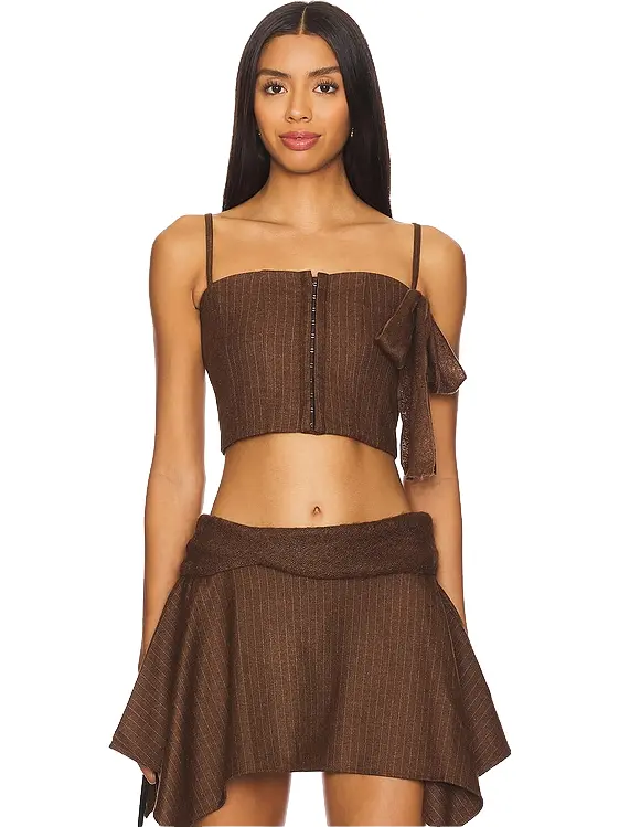 ZEMETA Pin Stripe Corset Top - Brown