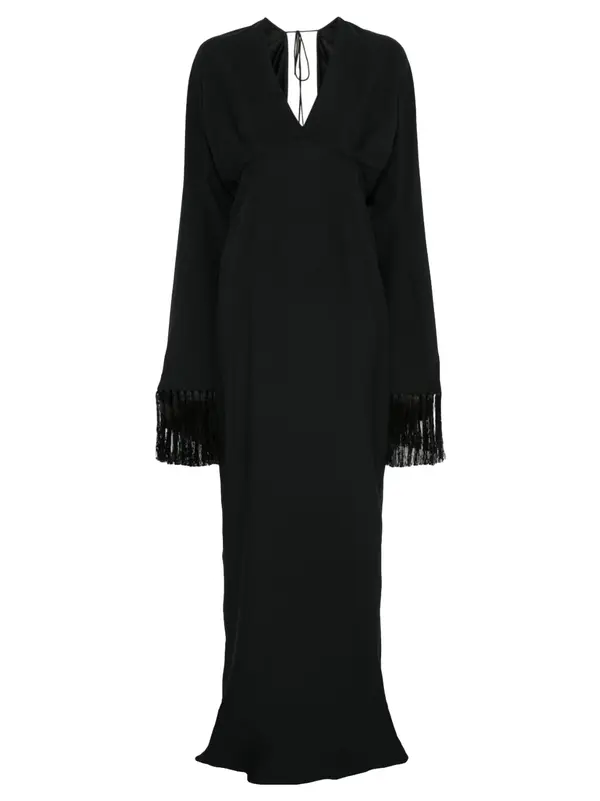TALLER MARMO Magnifique Fringe Gown - Black
