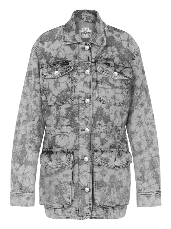 MOSCHINO JEANS Floral-print Cotton Jacket - Grey