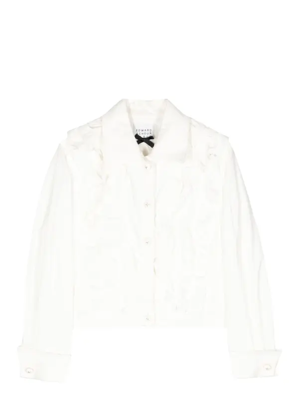 EDWARD ACHOUR PARIS Ruffle-trim Shirt Jacket - White