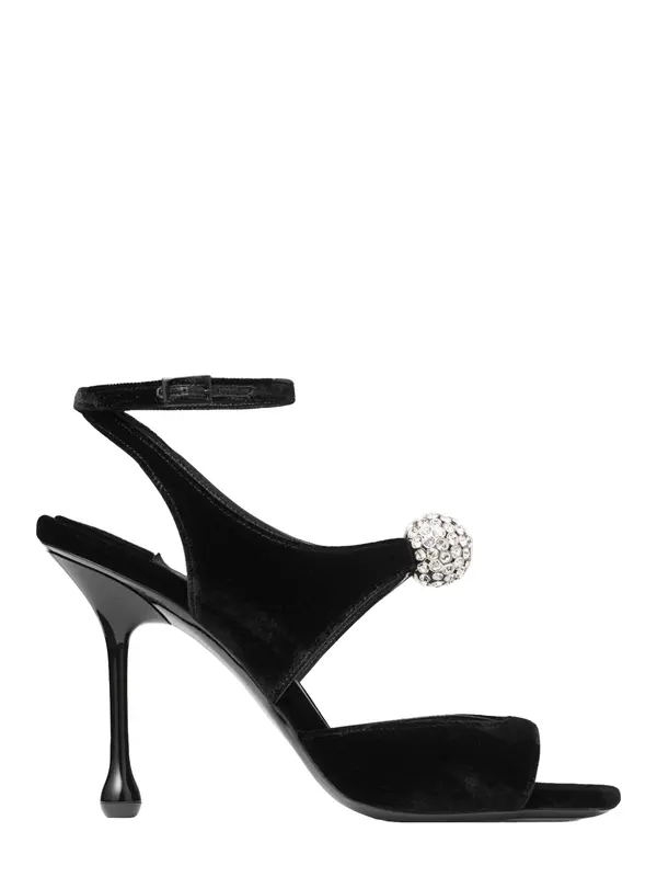 JIMMY CHOO 95mm Orb Embellished Sandals - Black