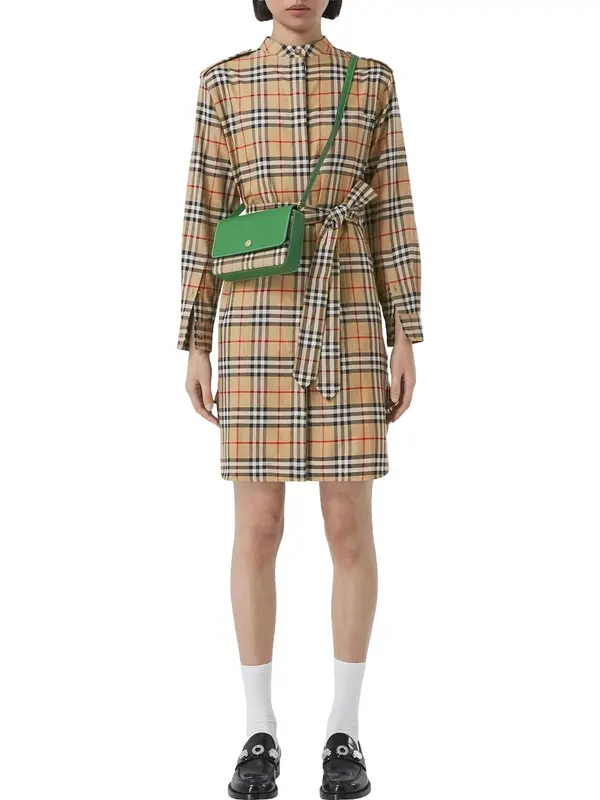 Burberry Vintage Check Shirt Dress - Brown