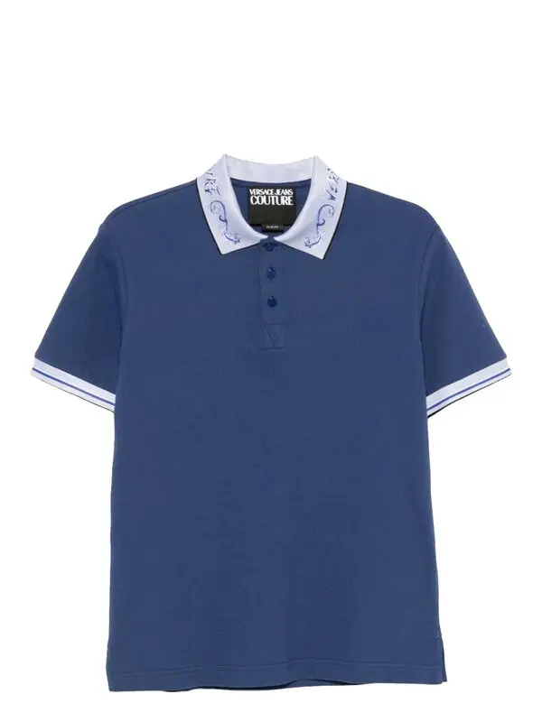 Versace Logo-collar Polo Shirt - Blue