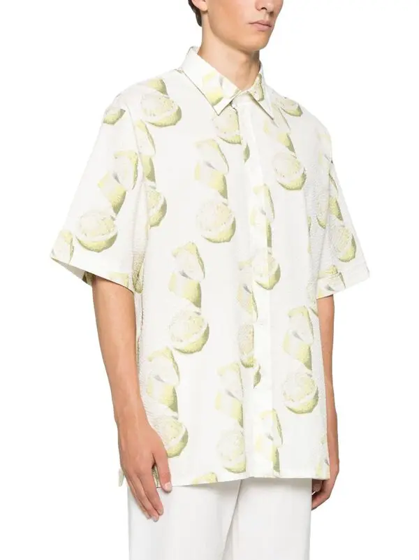 Givenchy Lemon-print Seersucker Shirt - White