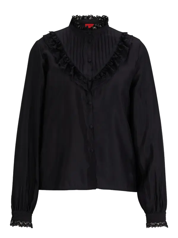 Hugo Ruffled-trim Blouse - Black