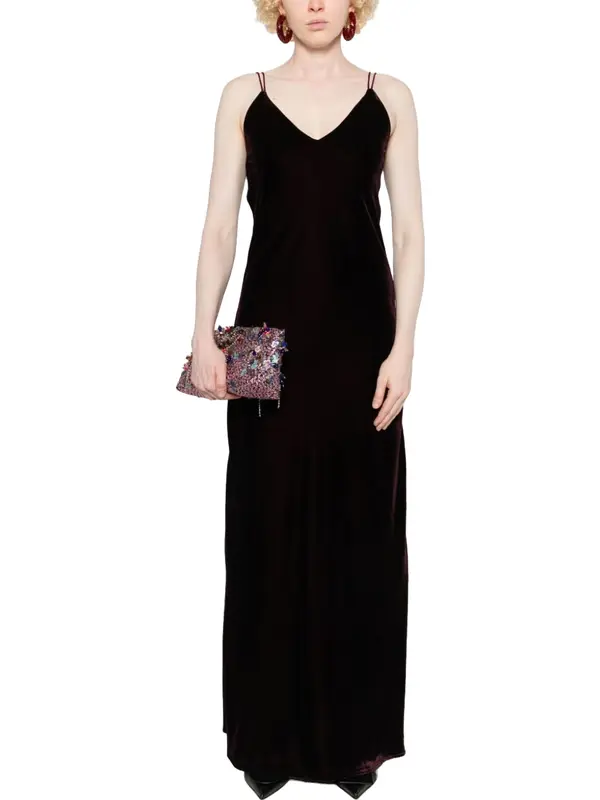 BLANCA VITA Velvet Long Dress - Purple
