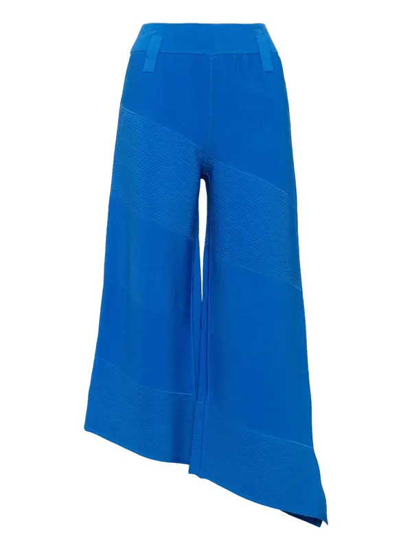 Ph5 Diagonal-ribbed Cropped Pants - Blue