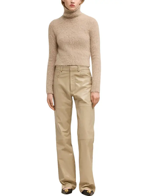 Ami Brushed-effect Roll-neck Jumper - Neutrals