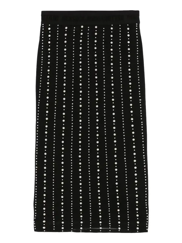 Versace Pearl-embellished Midi Skirt - Black