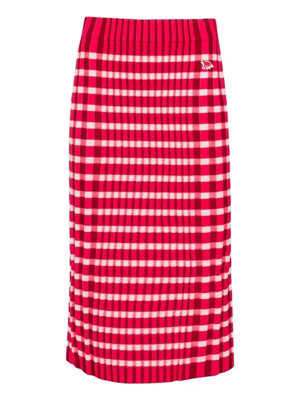 Maison Kitsuné Checked Knitted Skirt - Pink