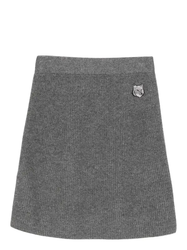 Maison Kitsuné Bold Fox Head Ribbed Skirt - Grey