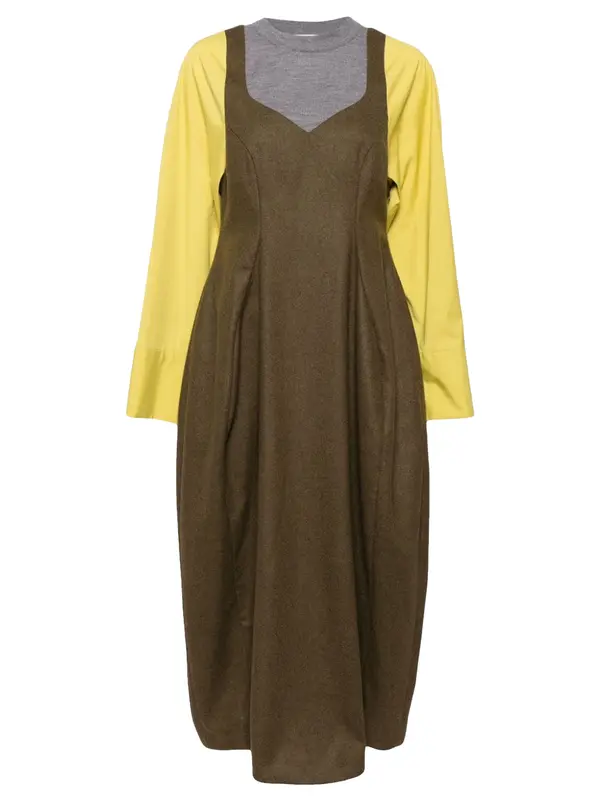 ENFOLD Contrasting Maxi Dress - Brown