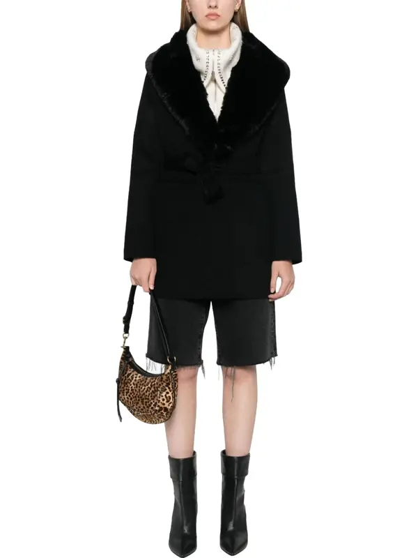 Maje Double-faced Midi Coat - Black