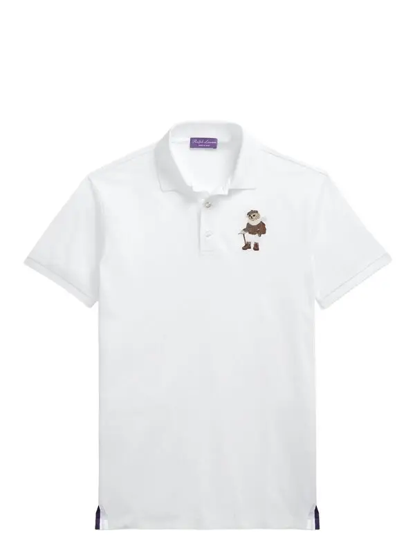 Ralph Lauren Purple Label Polo-bear Slim-cut Polo Shirt - White