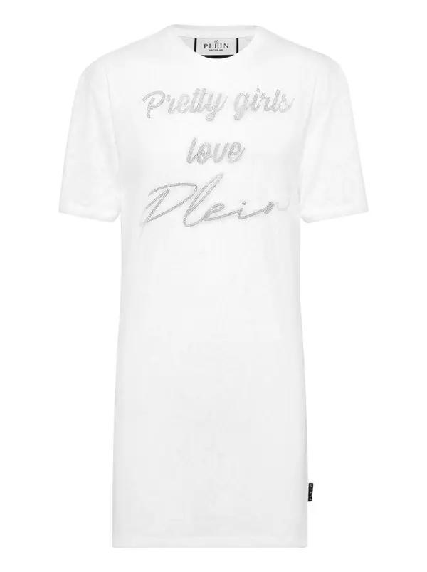 Philipp Plein Short Sleeve T-shirt Dress - White