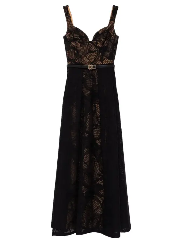 Elie Saab Embroidered Tulle Dress - Black