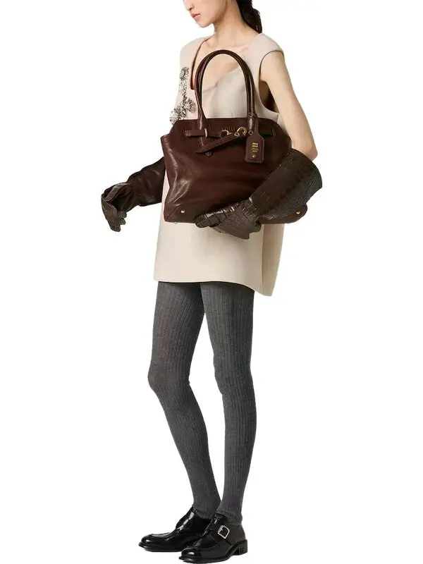 Miu Miu Aventure Nappa Leather Top Handle Bag - Brown