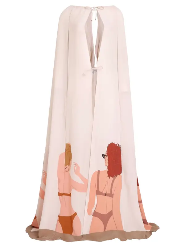 AMIR SLAMA Printed Silk Cape - Neutrals