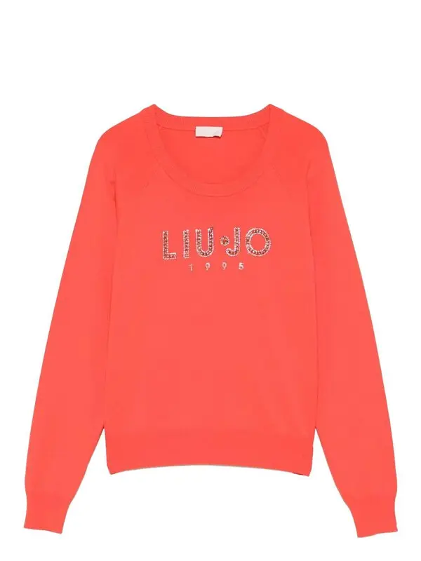 Liu Jo Logo-rhinestone Sweater - Orange