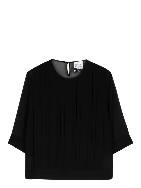 EDWARD ACHOUR PARIS Sheer Half-sleeve Blouse - Black