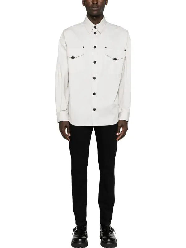 Versace Press-stud Cotton Shirt - Grey