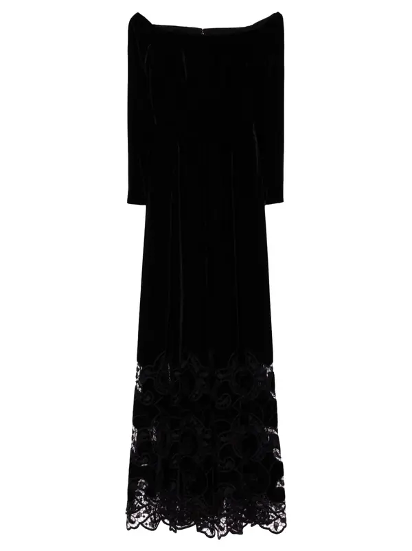 Elie Saab Embroidered Velvet Dress - Black