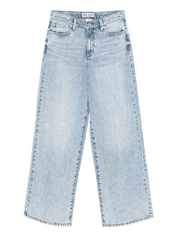 Dkny Studded Wide Leg Jeans - Blue