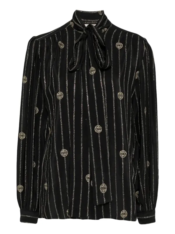 Elie Saab Metallic Pinstripe Shirt - Black