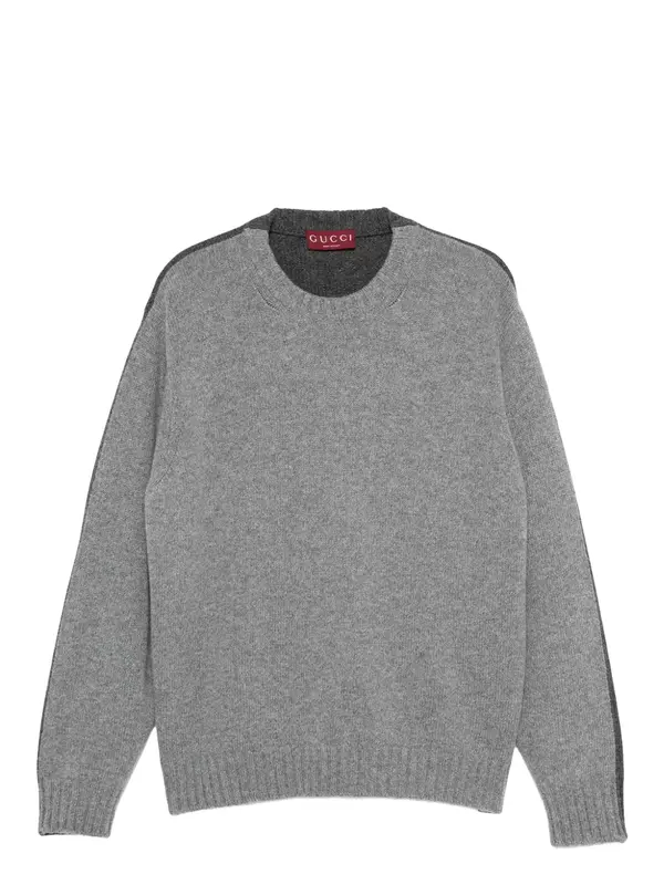Gucci Two-tone Wool-cashmere Sweater - Grey