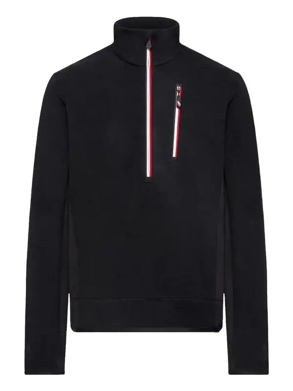 Moncler Embroidered Logo High Neck Sweater - Black