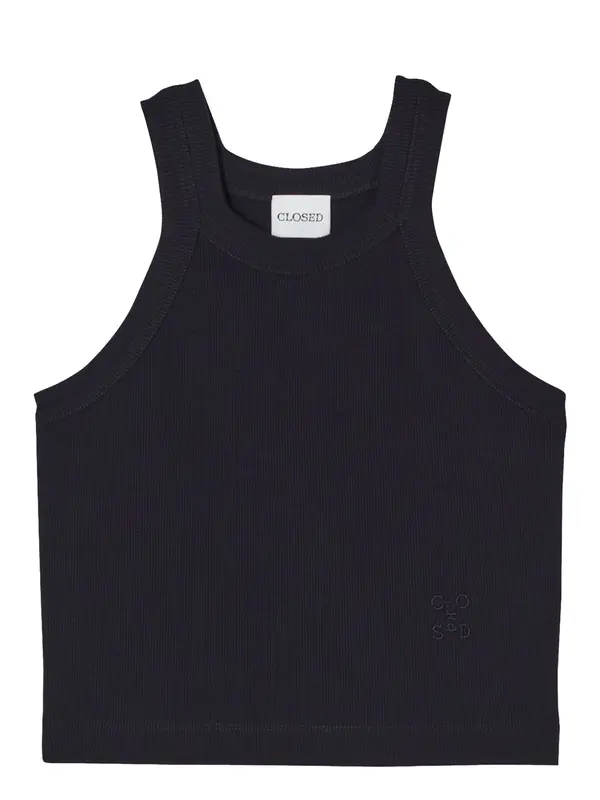 Closed Cropped Tank Top - Black