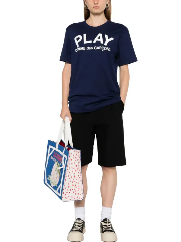 Play Comme Des Garcon Logo-print T-shirt - Blue