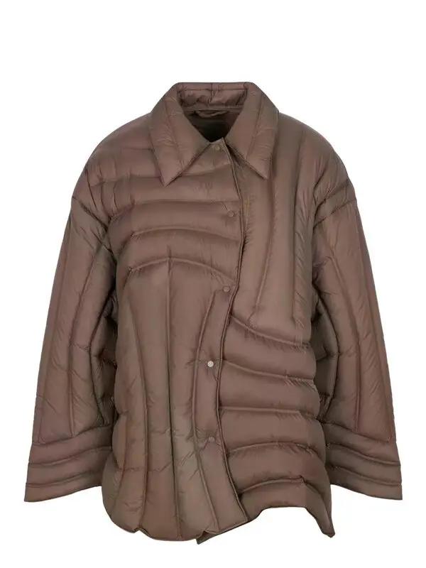 JNBY Asymmetrical Curved Puffer Jacket - Brown