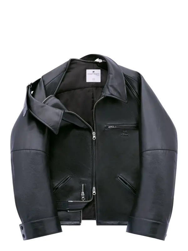 COURREGES Leather Biker Jacket - Black