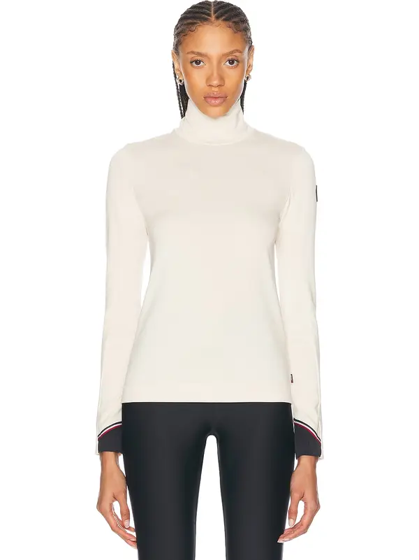 Moncler Long Sleeve Turtleneck Top - Beige