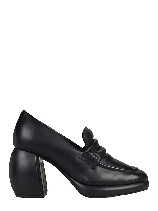 MARTINE ROSE X CLARKS Leather Heeled Loafers - Black Leather