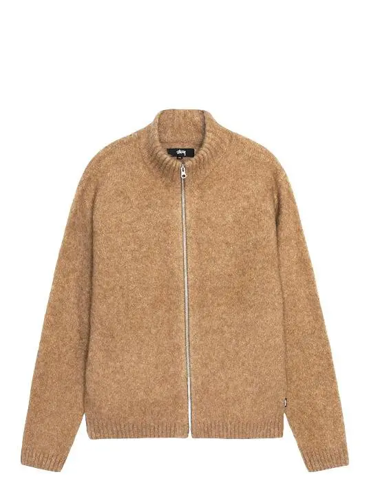 StÜssy Full Zip Brushed Merino Sweater - Camel