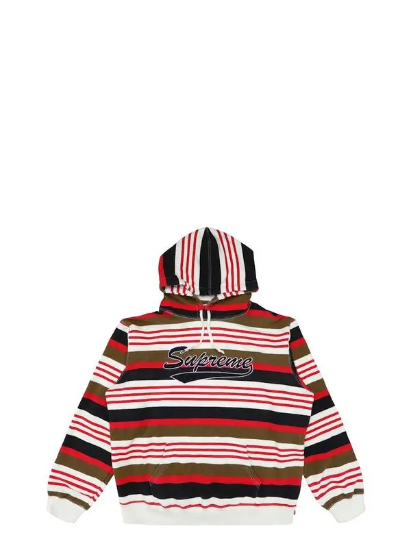 Supreme Striped Hooded Sweatshirt - Red