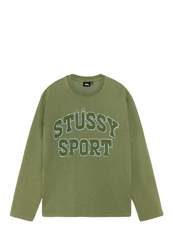 StÜssy 2 Tone Cotton Mesh Crew - Green
