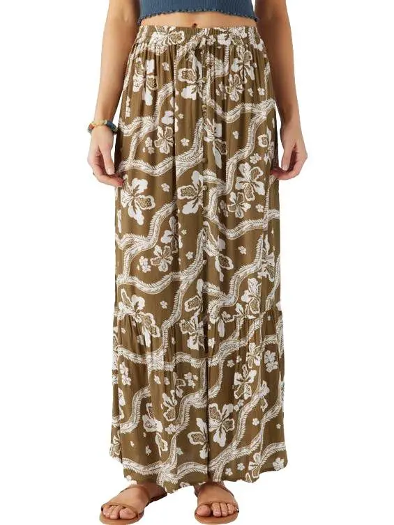 O'Neill Blaine Floral Tiered Maxi Skirt - Military Olive