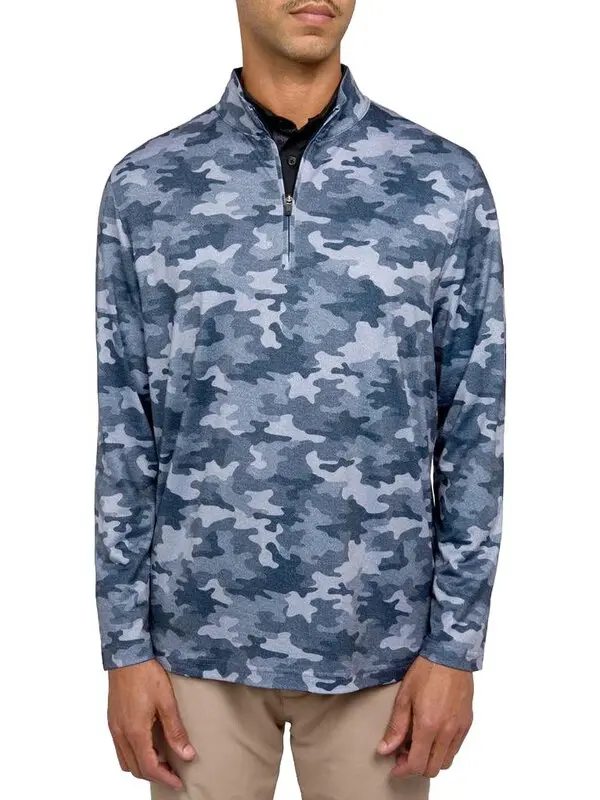 CON.STRUCT Regular Fit Camo Print Recycled Performance Quarter Zip - Multi