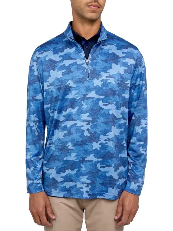CON.STRUCT Regular Fit Camo Print Recycled Performance Quarter Zip - Navy/blue