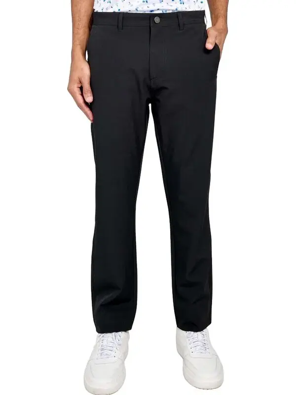 CON.STRUCT Regular Fit Solid Flat Front Performance Golf Pants - Black