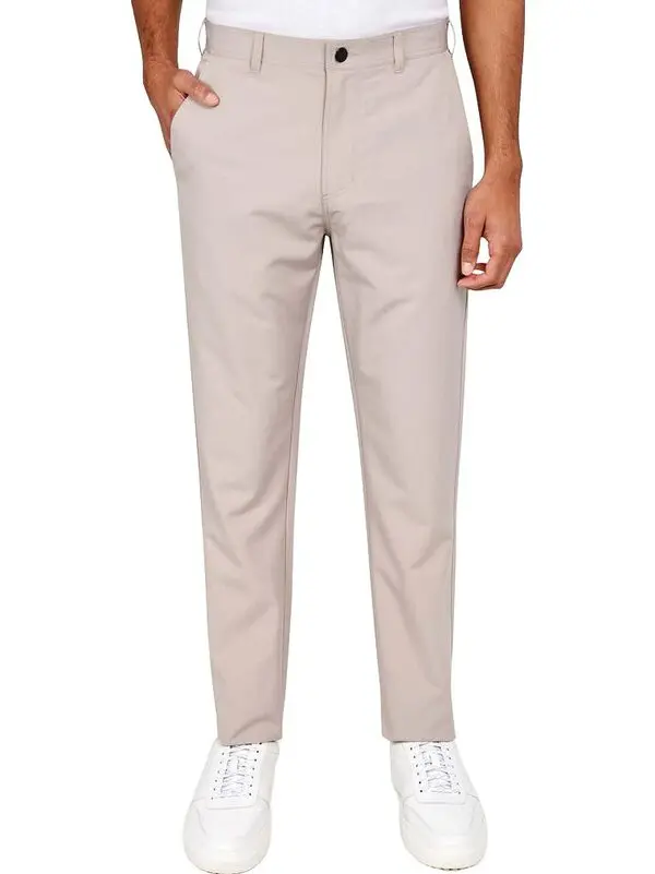 CON.STRUCT Regular Fit Solid Flat Front Performance Golf Pants - Khaki