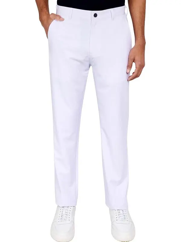 CON.STRUCT Regular Fit Solid Flat Front Performance Golf Pants - White